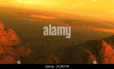 Illustration of pancake domes on Venus. These are volcanic features ...
