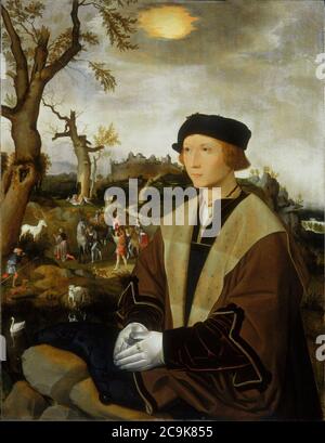 Jan Mostaert - Portrait of a Young Man Stock Photo - Alamy