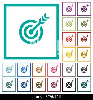 Target flat color icons with quadrant frames on white background Stock ...