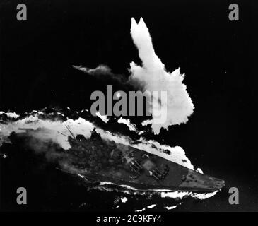 JAPANESE BATTLESHIP YAMATO under attack by the US Navy Task Force in ...