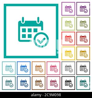Calendar flat color icons with quadrant frames on white background Stock Vector Image & Art - Alamy