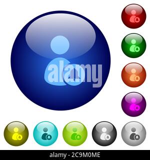 Notify user icons on round luminous coin-like color steel buttons Stock ...