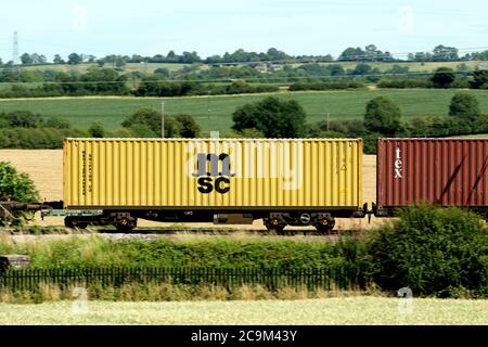 MSC shipping container on a train, UK Stock Photo - Alamy