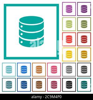 Single database flat color icons in round outlines. 6 bonus icons ...