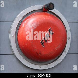 Old vintage fire alarm bell in a submarine, old safety equipment Stock ...