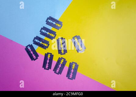 macro photo of old fashion shave blade Stock Photo - Alamy