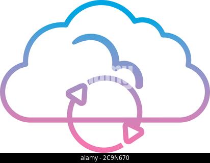 Cloud computing with repeat arrows gradient style icon design, Communication internet and ...