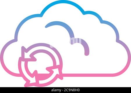 Cloud computing with arrows gradient style icon design, Communication internet and connectivity ...