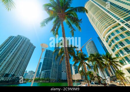 Sun shining over Miami Beach bayfront. Florida, USA Stock Photo - Alamy