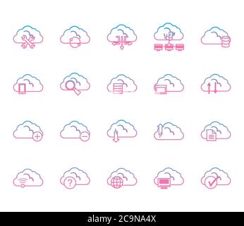 Cloud computing with arrows gradient style icon design, Communication internet and connectivity ...