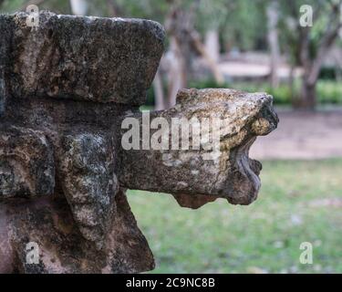 Serpent Head in The Venus Platform in Chichen Itza, Yucatan, Mexico ...