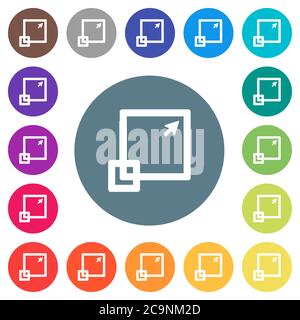 Maximize window flat white icons on round color backgrounds. 17 ...