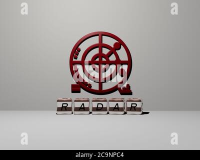 RADAR text by cubic dice letters. 3D illustration. background and icon ...