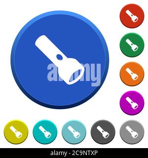 Torch round color beveled buttons with smooth surfaces and flat white ...