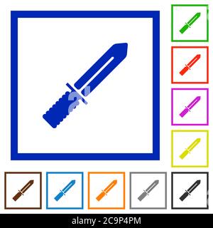Razor flat color icons in square frames on white background Stock ...