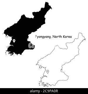 North Korea political map with capital Pyongyang, national borders ...