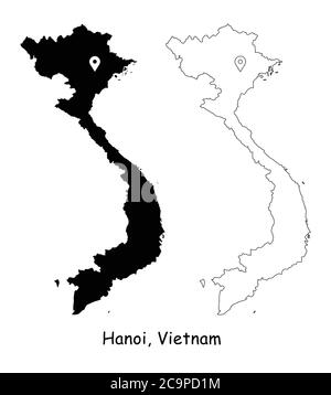 Vietnam political map with capital Hanoi, national borders, important ...