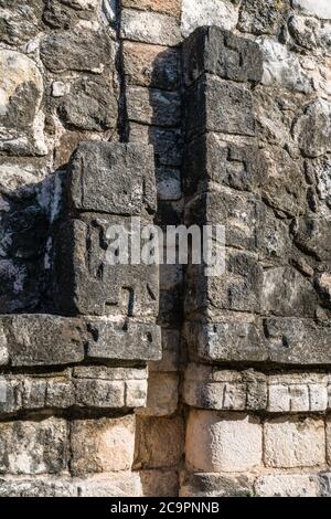 Carved stone glyphs on the wall of the Acropolis in the pre-HIspanic ...