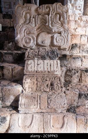 Decorative carved glyphs on the serpent's tongue in the Acropolis in ...