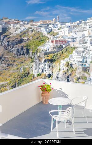 Table in santorini europe greece old restaurant chair and the summer ...