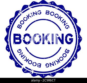 Grunge blue booking word round rubber seal stamp on white background ...