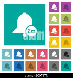 Reminder snooze white flat icons on color rounded square backgrounds. 6 bonus icons included ...