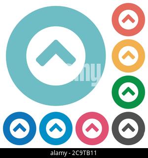 Chevron up white flat icons on color rounded square backgrounds. 6 ...