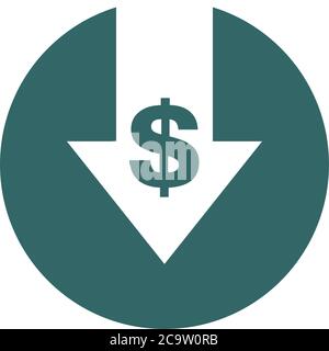 Cost reduction- decrease icon. Vector symbol image isolated on background Stock Vector Image ...
