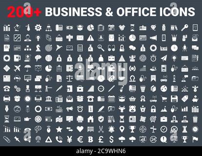 Set of vector business icons, glyph style, black color Stock Vector ...