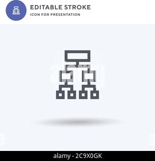 Hierarchical Network line icon. Element sign from networking collection. Hierarchical Network ...
