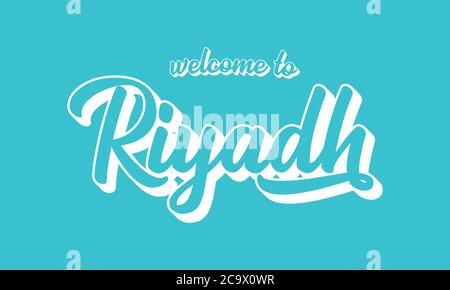 Hand sketched WELCOME TO SAUDI ARABIA as banner or logo in gold ...