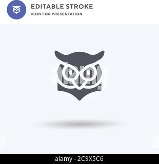 Owl icon vector, filled flat sign, solid pictogram isolated on white ...