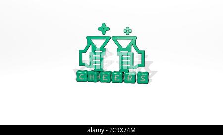 3D graphical image of CHEERS vertically along with text built by ...