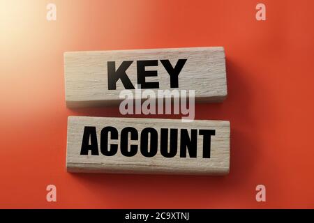 Key account words on wooden building blocks. Personal finances concept ...