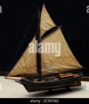 Model of Canarian fishing sloop. 18th-19th centuries. Wood, copper ...
