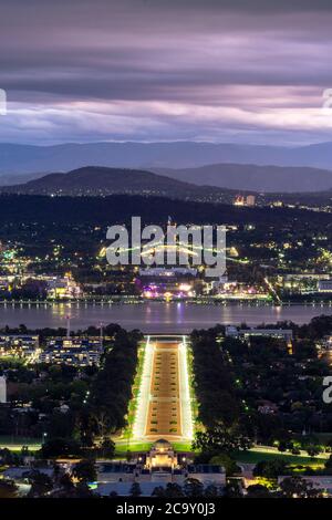 Canberra at night from Mount Ainslie Lookout at sunset. Reupload with ...