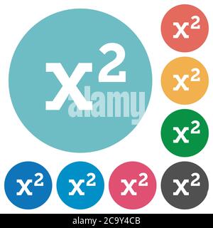 Math exponentiation flat white icons on round color backgrounds. 17 ...
