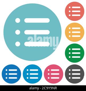 Unordered list flat white icons on round color backgrounds. 17 ...