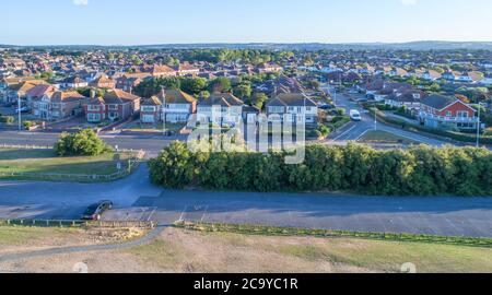 aerial view of goring on sea and the shingle beach on the west sussex ...