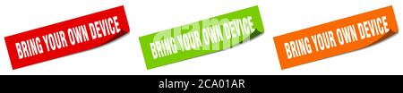 bring your own device sticker. bring your own device sign on transparent background. rectangular ...