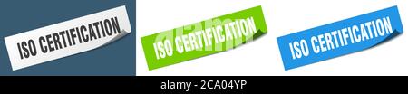iso certification sticker. iso certification rectangular label isolated ...