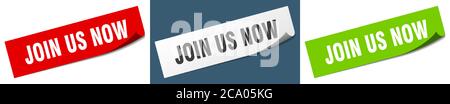 join now paper peeler sign set. join now sticker Stock Vector Image ...