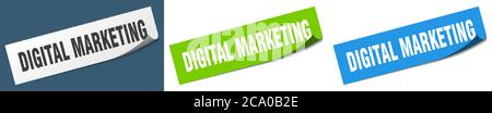 digital marketing paper peeler sign set. digital marketing sticker ...