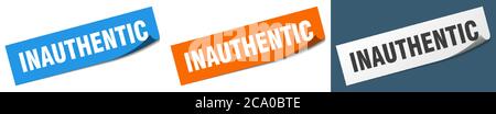 inauthentic paper peeler sign set. inauthentic sticker Stock Vector ...
