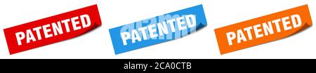 patented paper peeler sign set. patented sticker Stock Vector Image ...