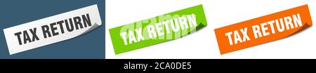 tax return paper peeler sign set. tax return sticker Stock Vector Image ...