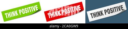 think positive paper peeler sign set. think positive sticker Stock ...