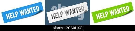 help wanted green square sticker on white background Stock Vector Image ...