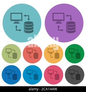 Syncronize data with database flat color icons with quadrant frames on white background Stock ...