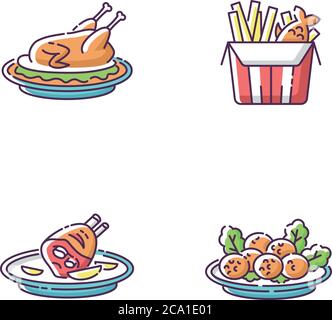 German cuisine icons set. Cartoon set of German cuisine vector icons ...